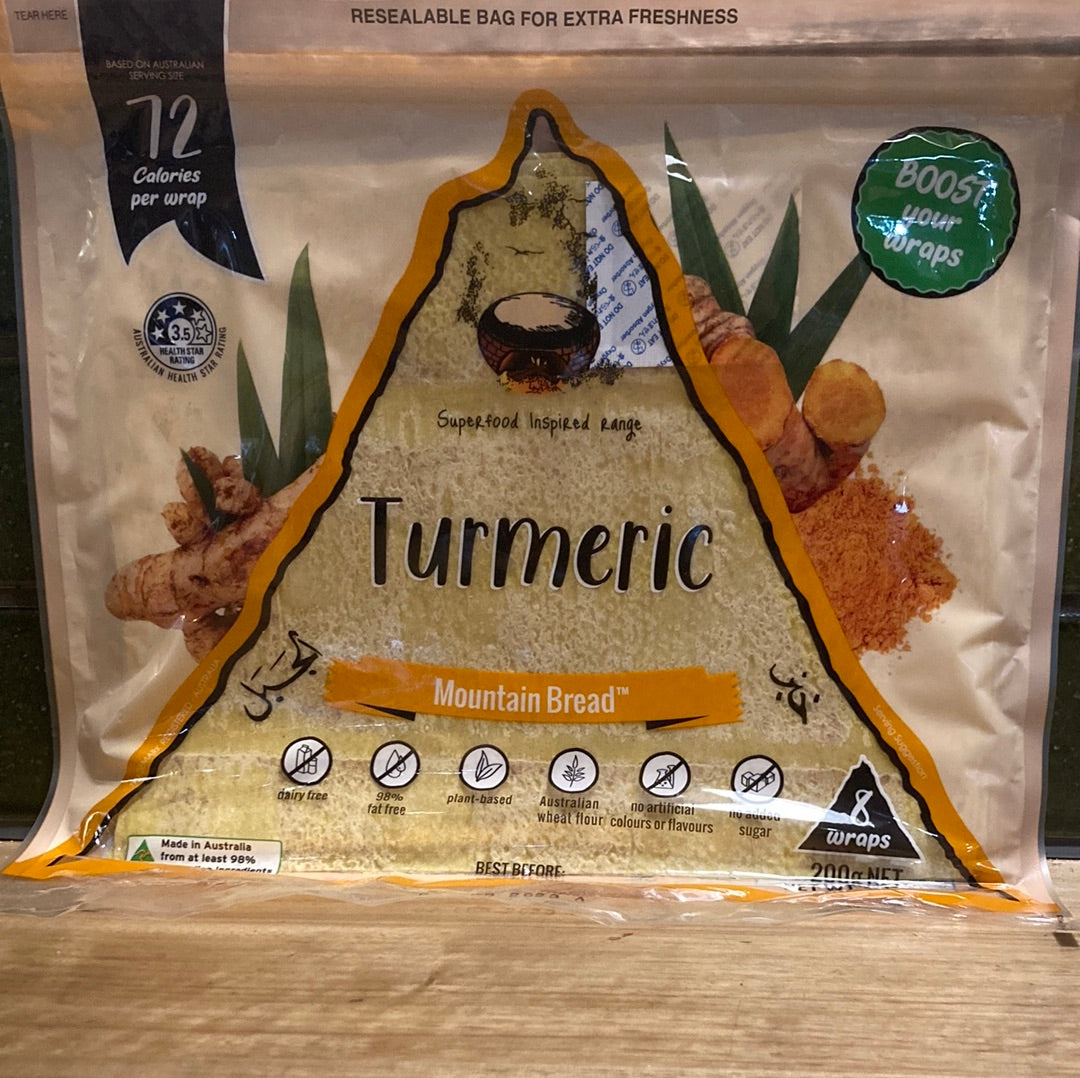 Mountain Bread Tumeric Wraps 8 pack – Rhubarb Rhubarb Organics