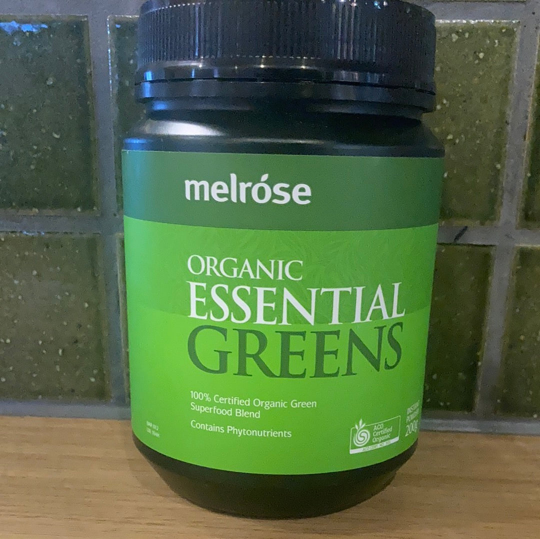 Melrose Organic Essential Greens Powder 200g – Rhubarb Rhubarb Organics