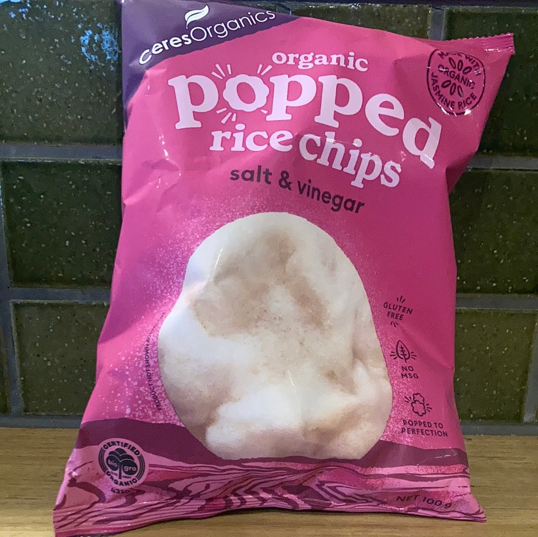 Ceres Popped Rice Chips Salt and Vinegar 100g – Rhubarb Rhubarb Organics